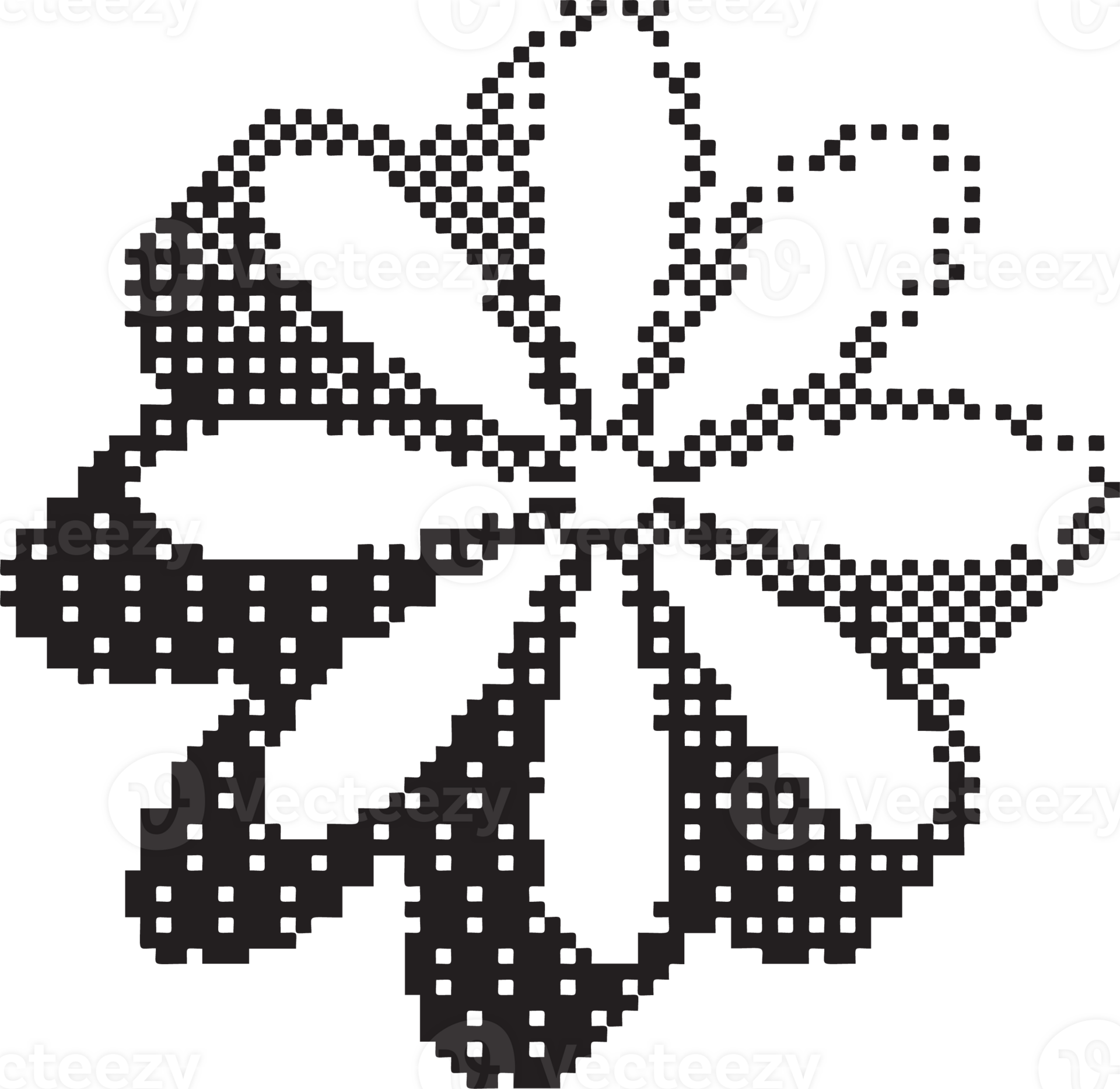 Bitmap pattern star shape. Flower halftone gradient element. Y2k ...