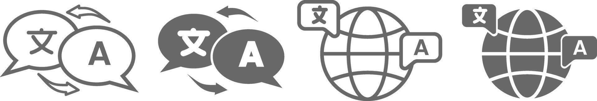 Globe language translate icon in outline and flat style. International ...