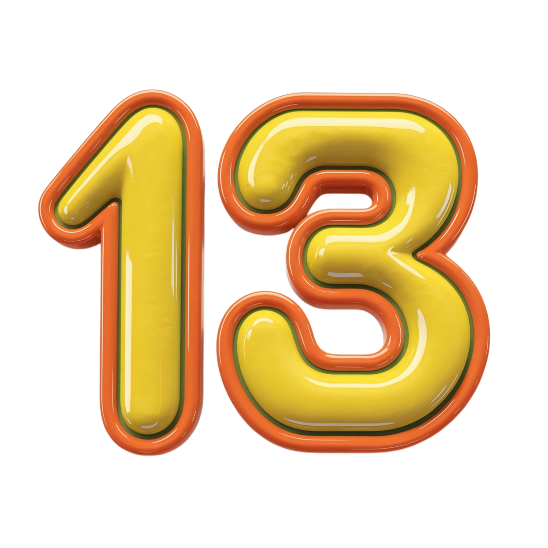 Number 13 Typography with Bold Yellow and Orange Colors 51126066 PNG