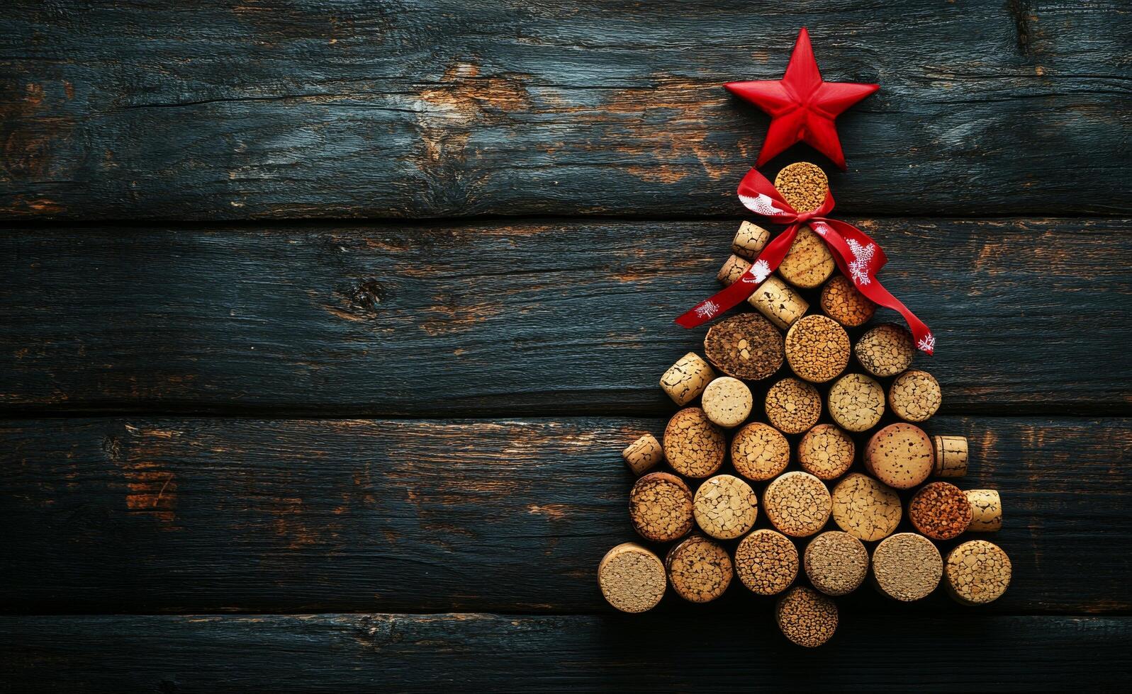 Creative cork Christmas tree made from wine corks with a red star ...