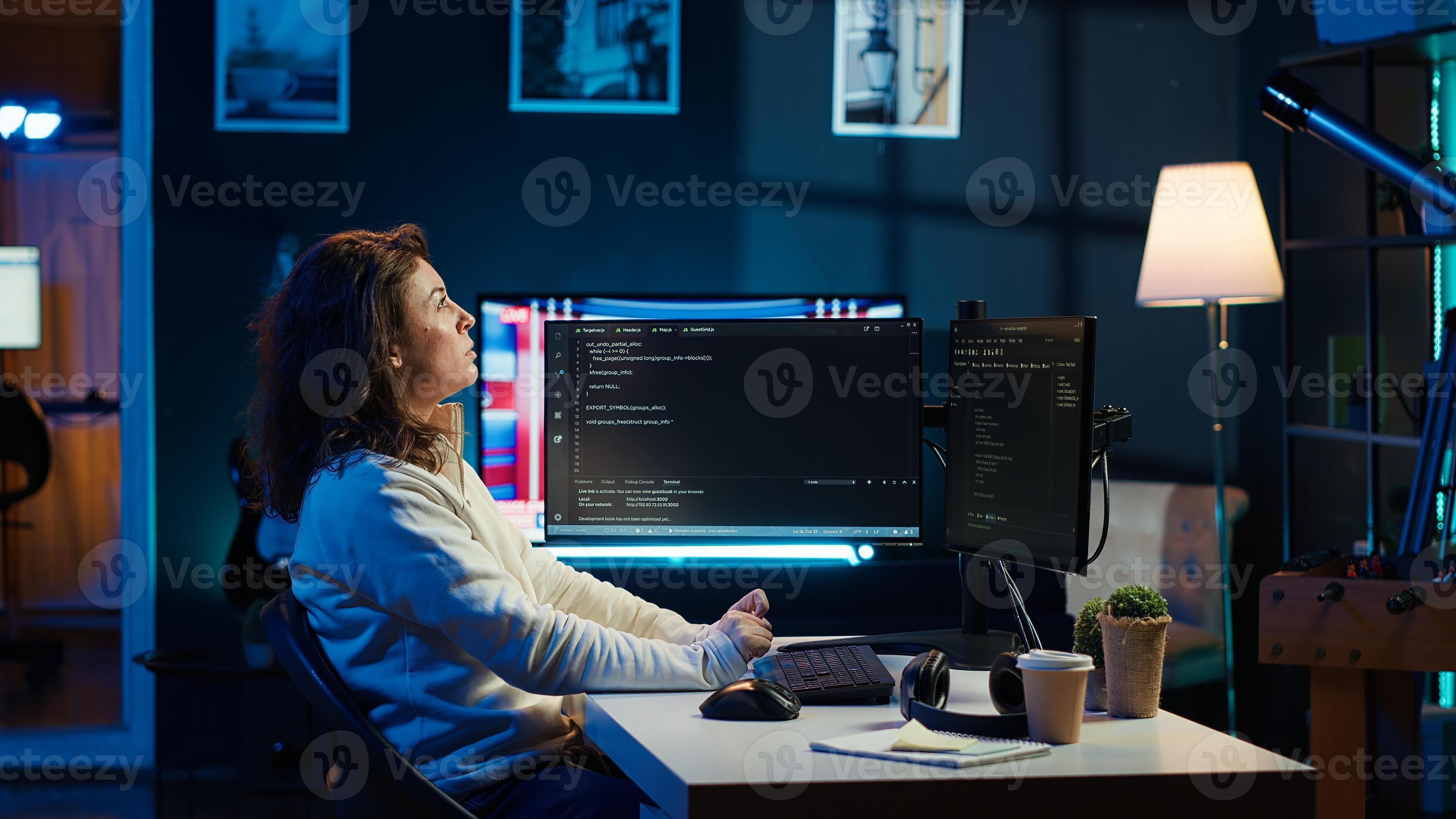 It Specialist Working From Home Testing And Deploying Programs Using Augmented Reality