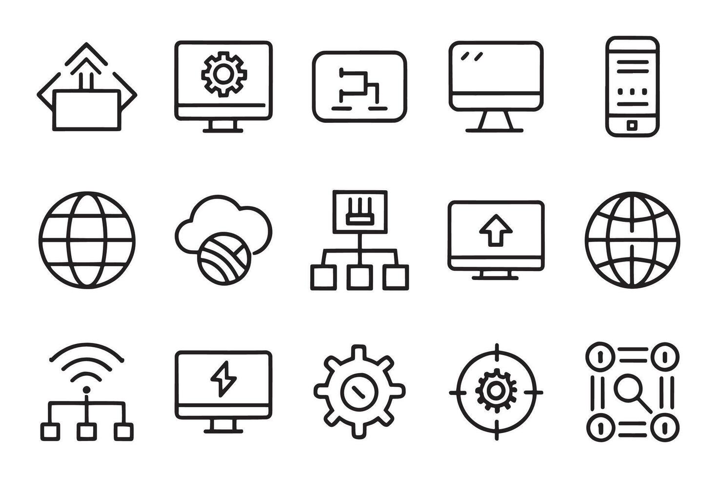 Networking internet related editable icon set isolated flat ...