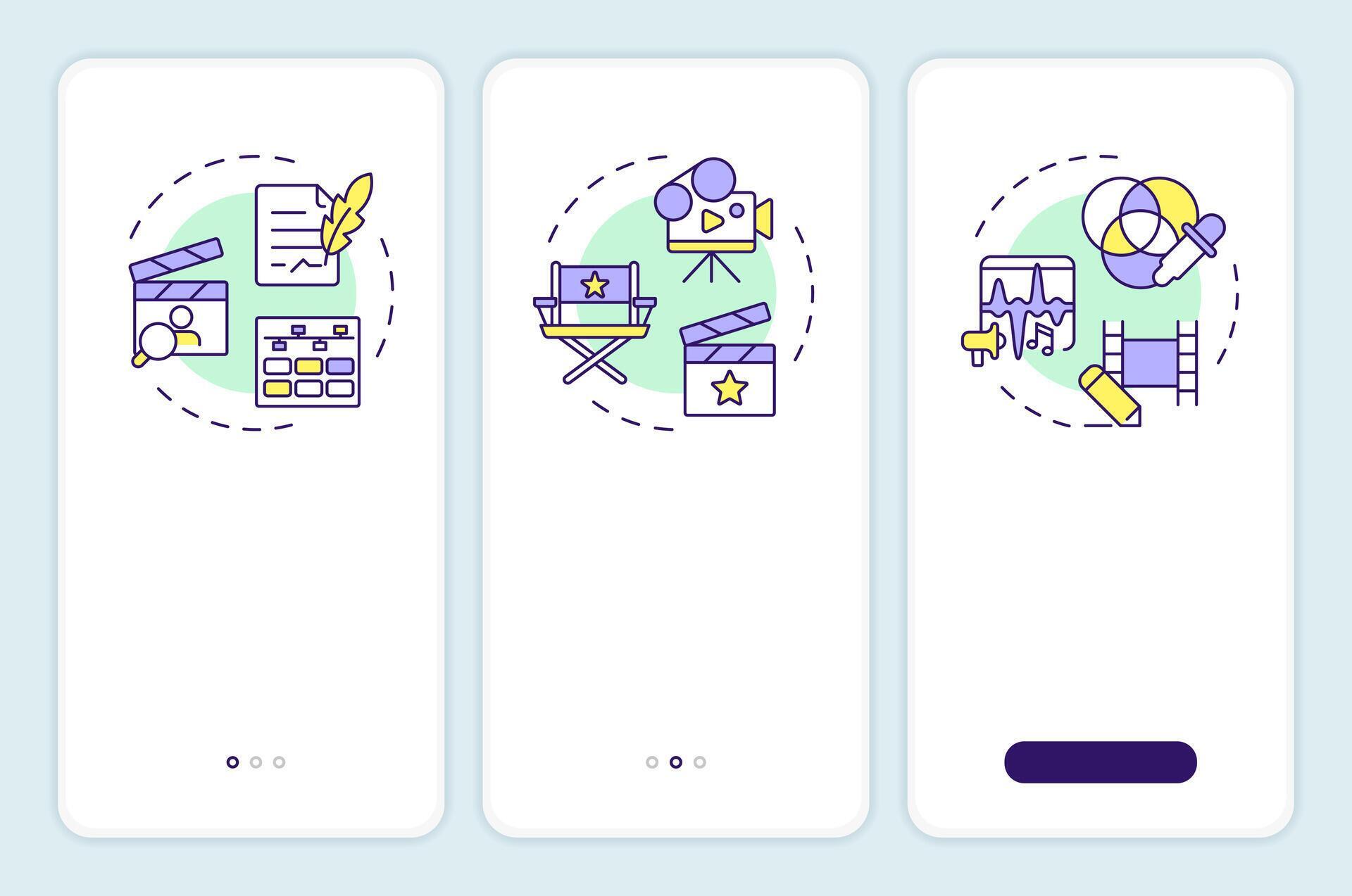 Production Process Onboarding Mobile App Screen Walkthrough 3 Steps