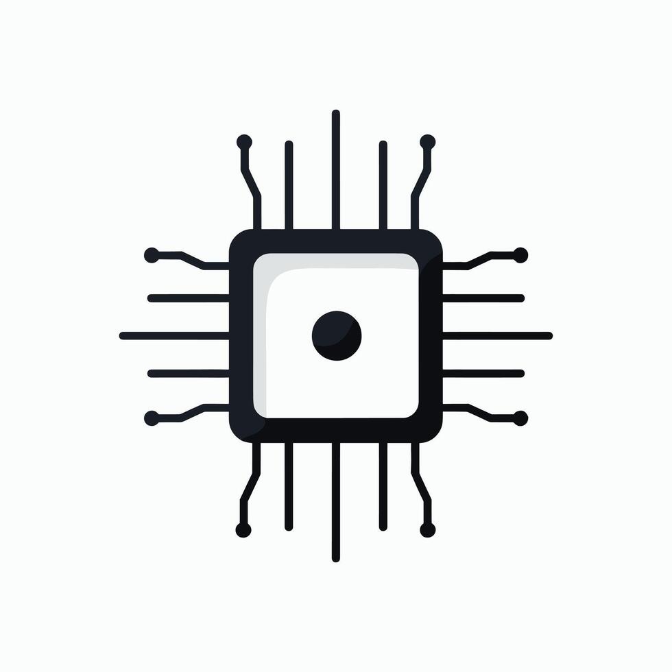Minimalist Illustration Of A Microprocessor Chip With Connecting