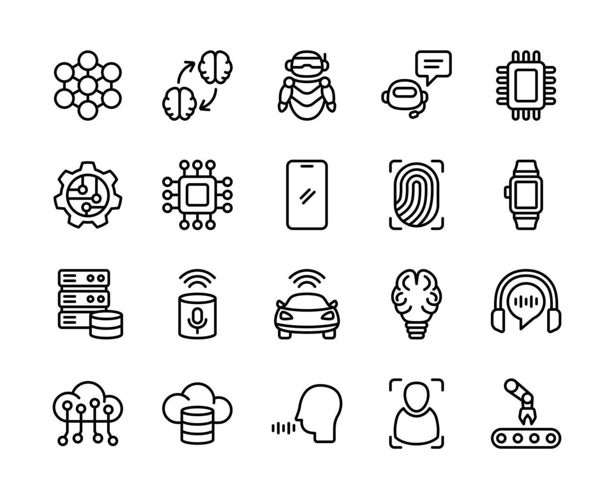 Artificial intelligence and AI technology icon set 51153337 Vector Art ...