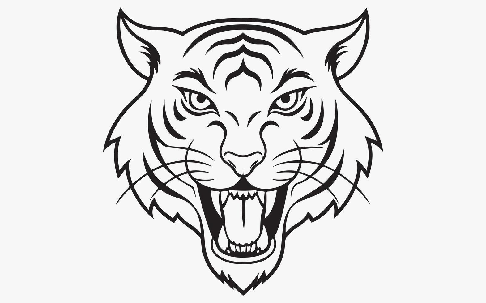Tiger Face Outline Drawing