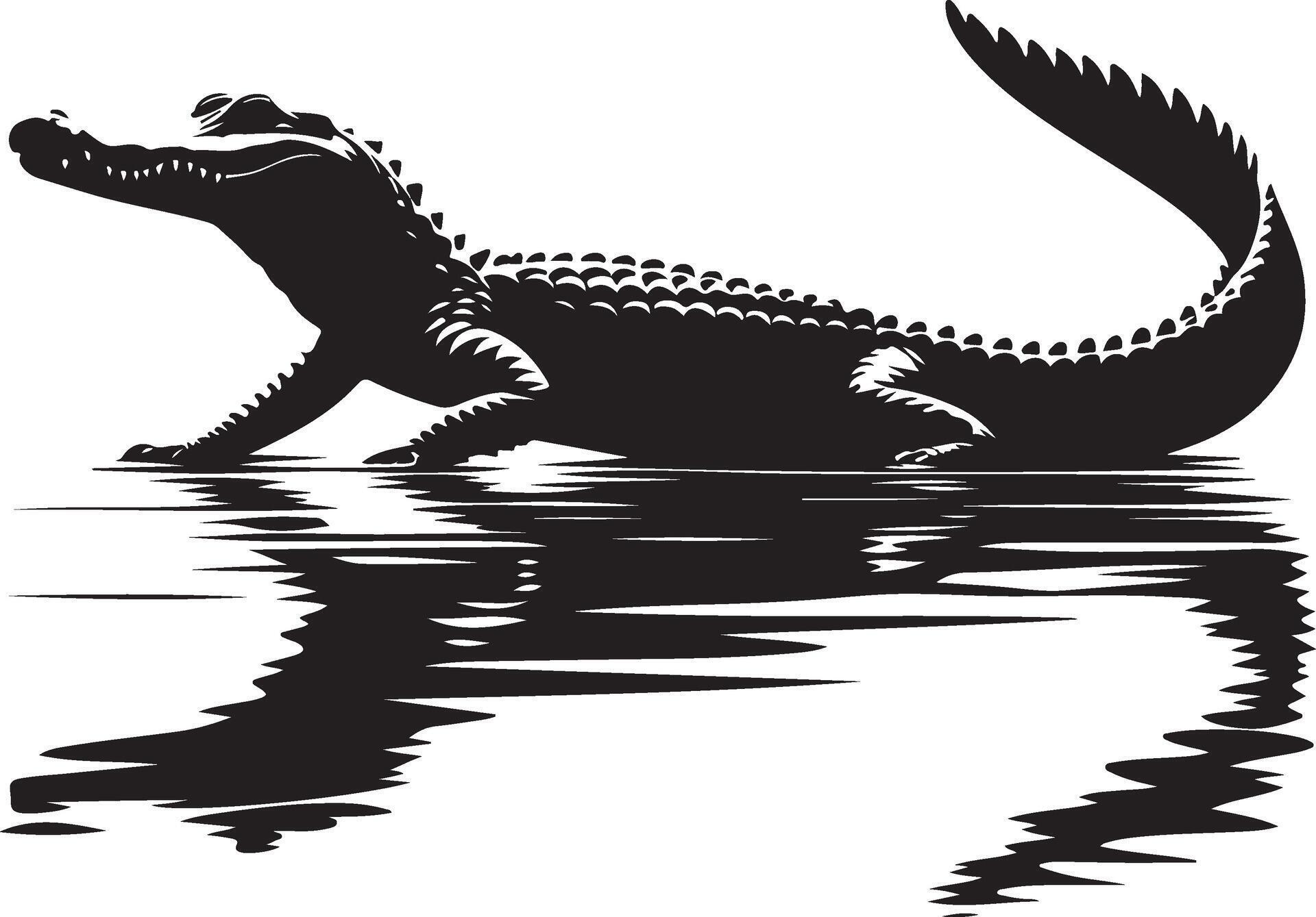 Alligator silhouette in water with reflection 51168805 Vector Art at Vecteezy