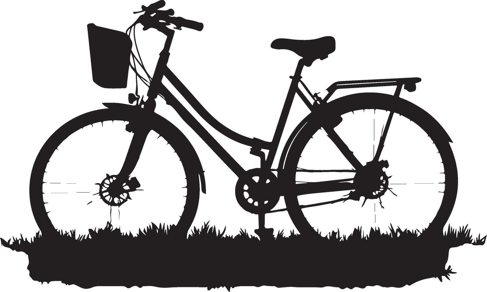 A silhouette of a bicycle on grass 51168882 Vector Art at Vecteezy