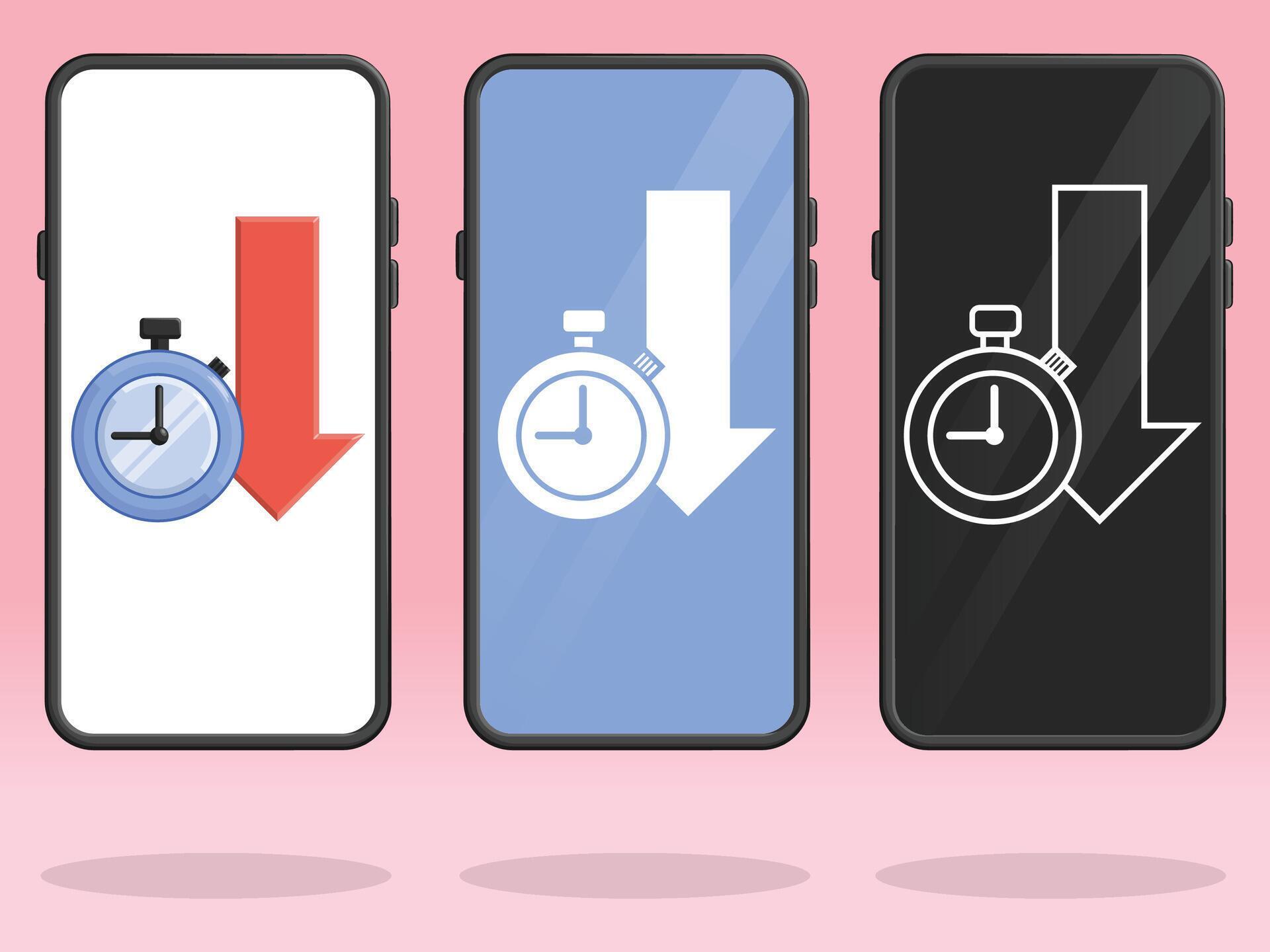 Smartphone Stopwatch Arrow Down Time Decrease 51182438 Vector Art at ...