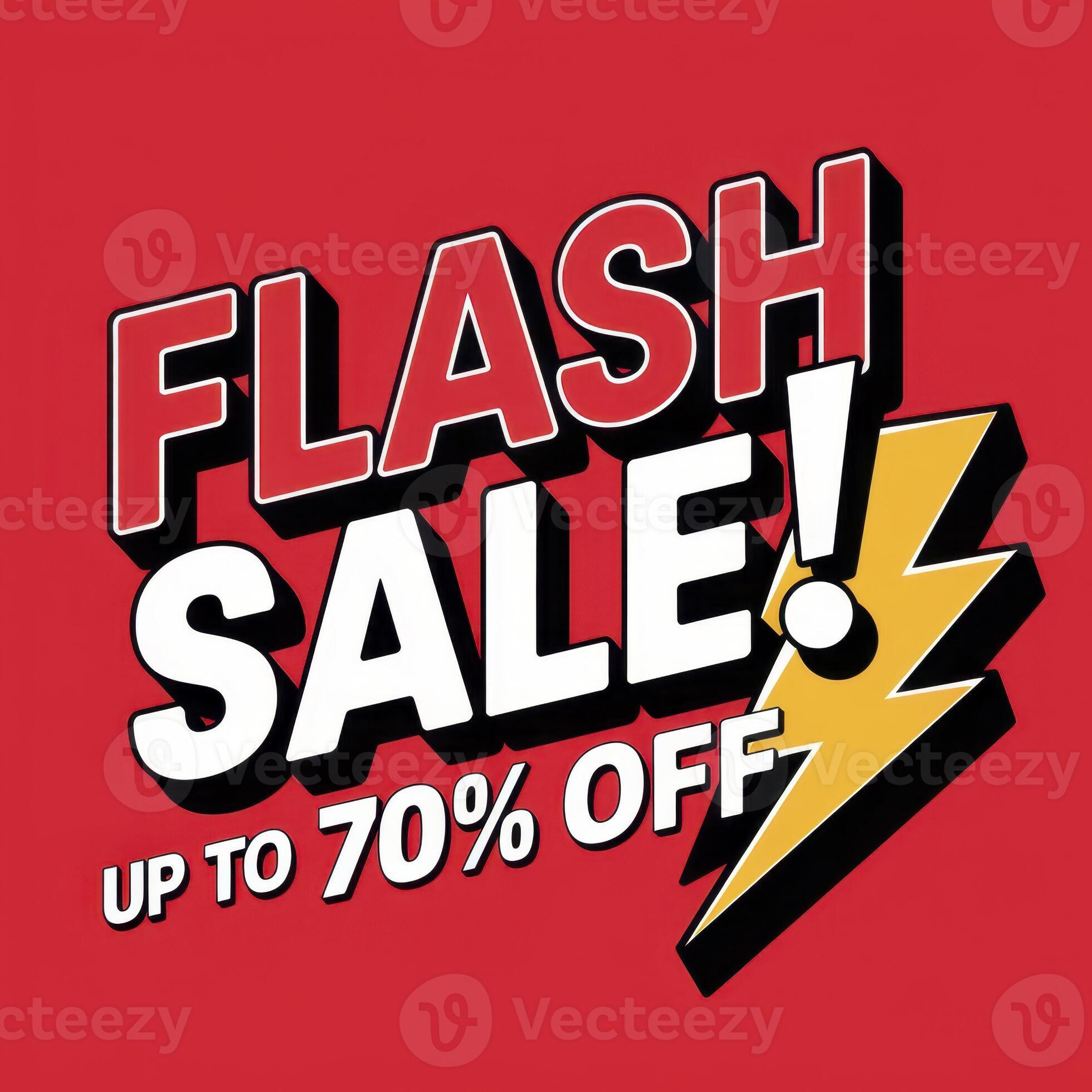 Flash sale up to 70 off with electricity icon on red background 51184163 Stock Photo at Vecteezy