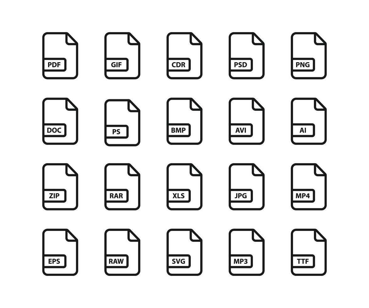 File Format Icon Set File Type Icon Set Format And Extension Of Documents Document Format