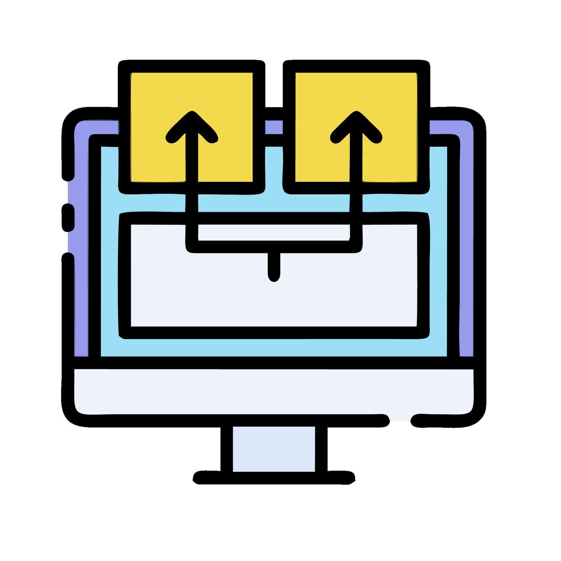 A computer monitor with two arrows pointing up 51187994 Vector Art at Vecteezy