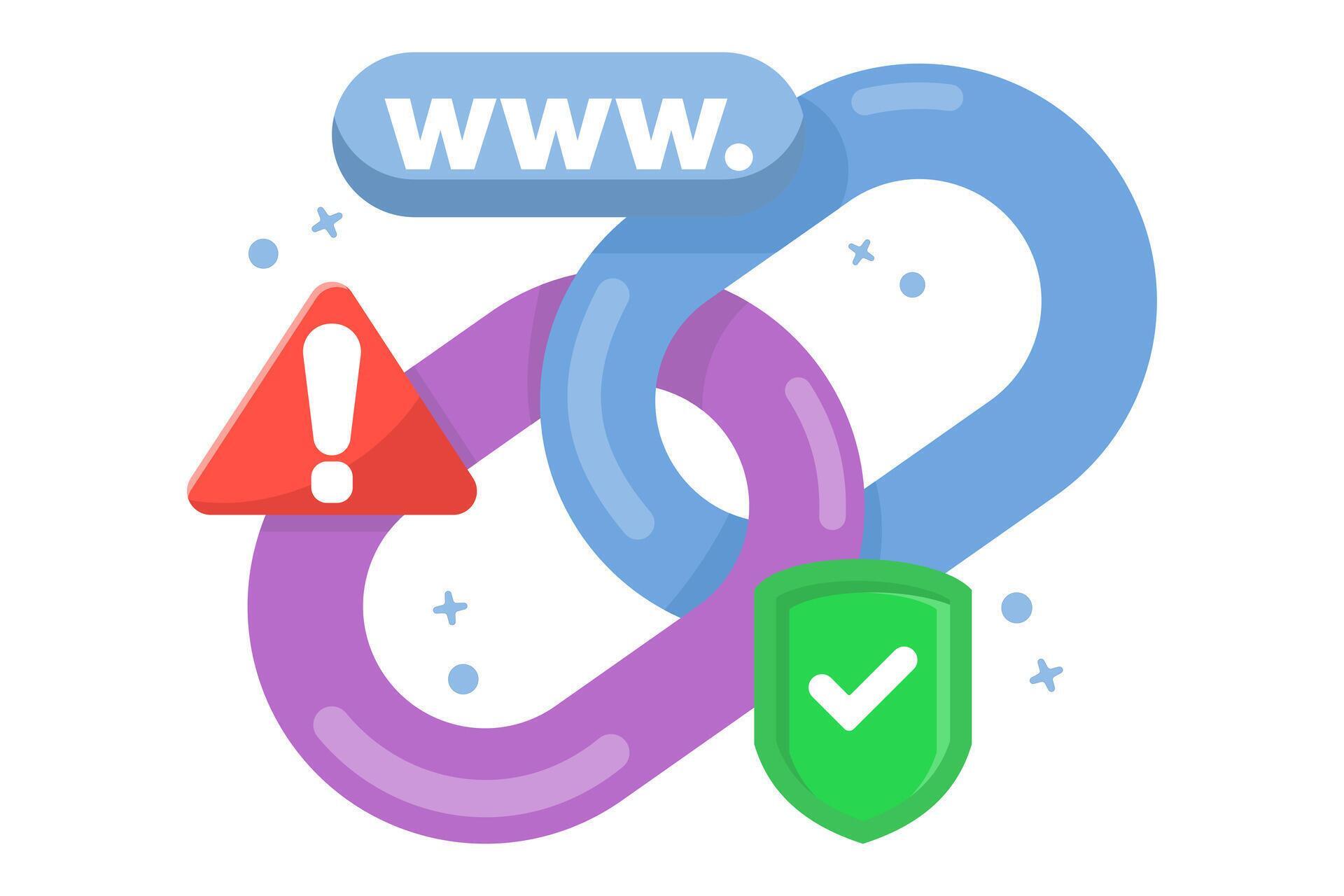 concept of protection from malicious links. unsafe website addresses. dangerous and suspicious ...