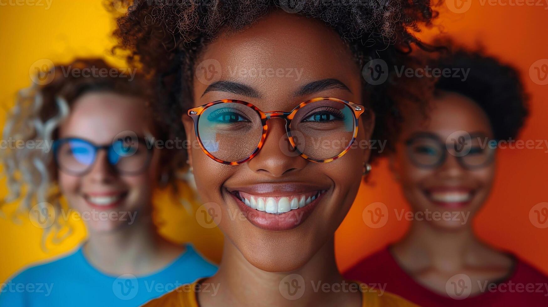 Diverse group of happy people on bright background World Smile Day ...