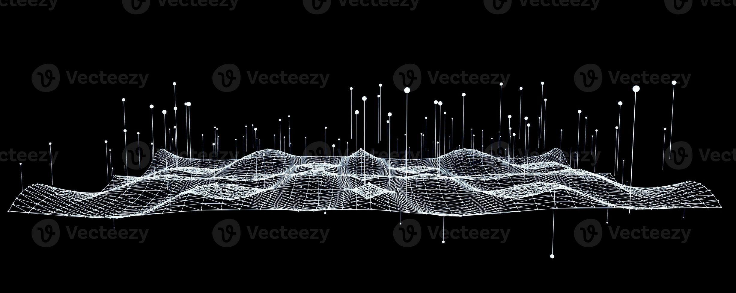 3d rendering big data visualization digital data threads plot network ...