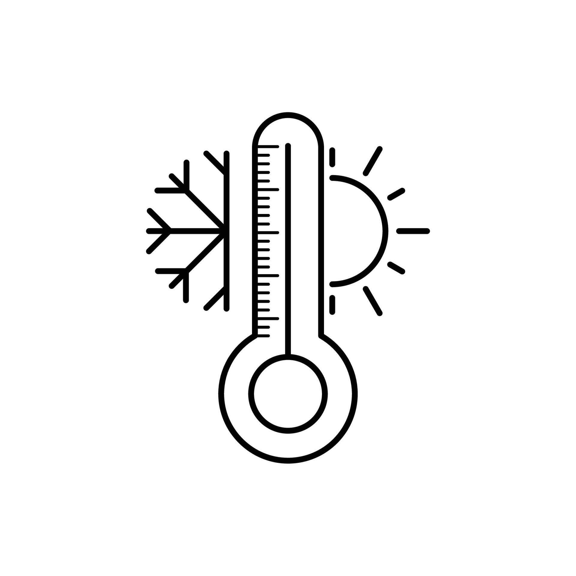 Weather Temperature Thermometer Line Icon Linear Style Sign For Mobile