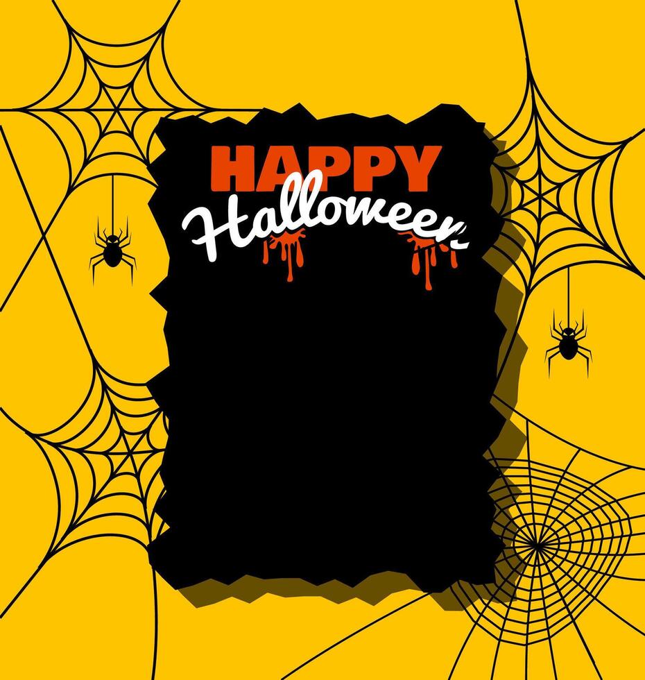 The spider webs and spooky text create a creepy Halloween atmosphere ...