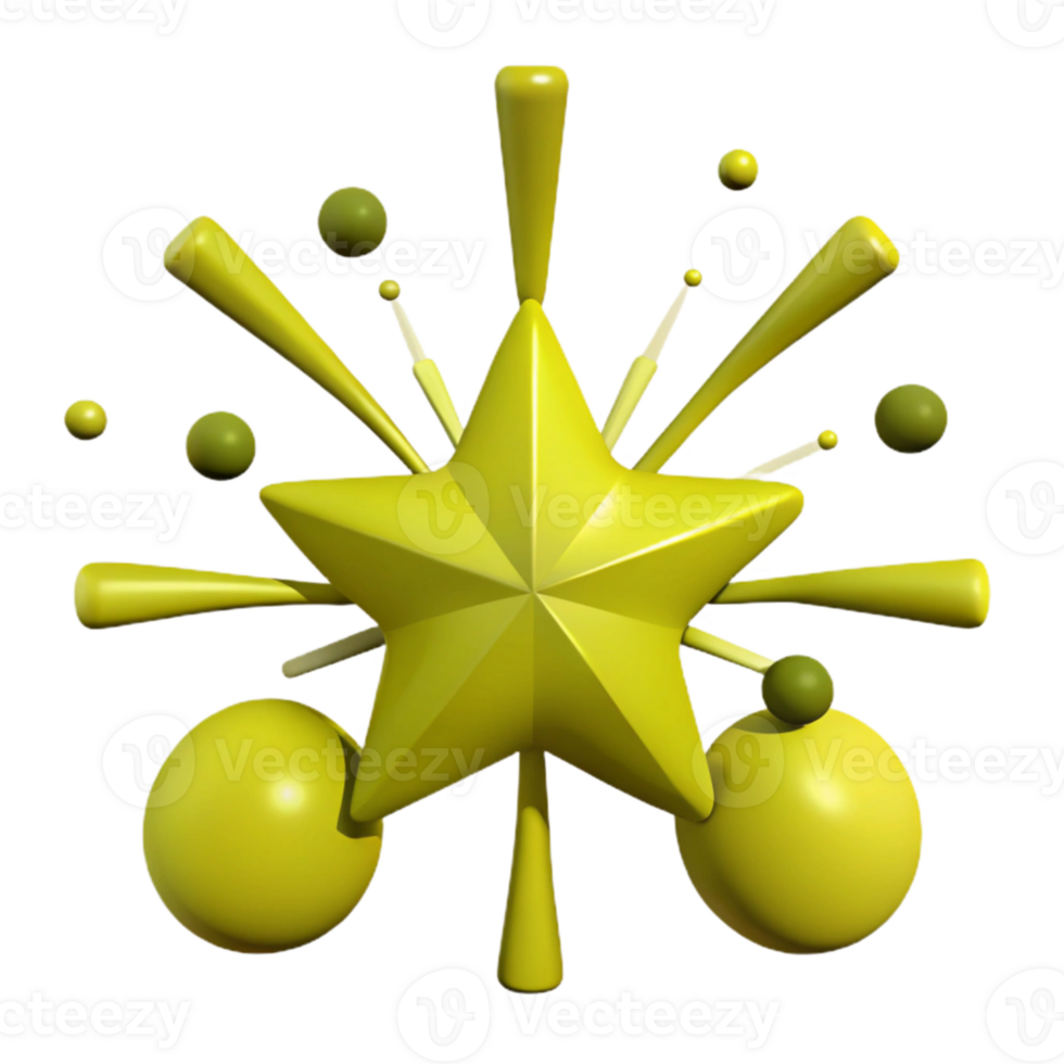 Abstract 3D Illustration of a Yellow Starburst 51219285 PNG