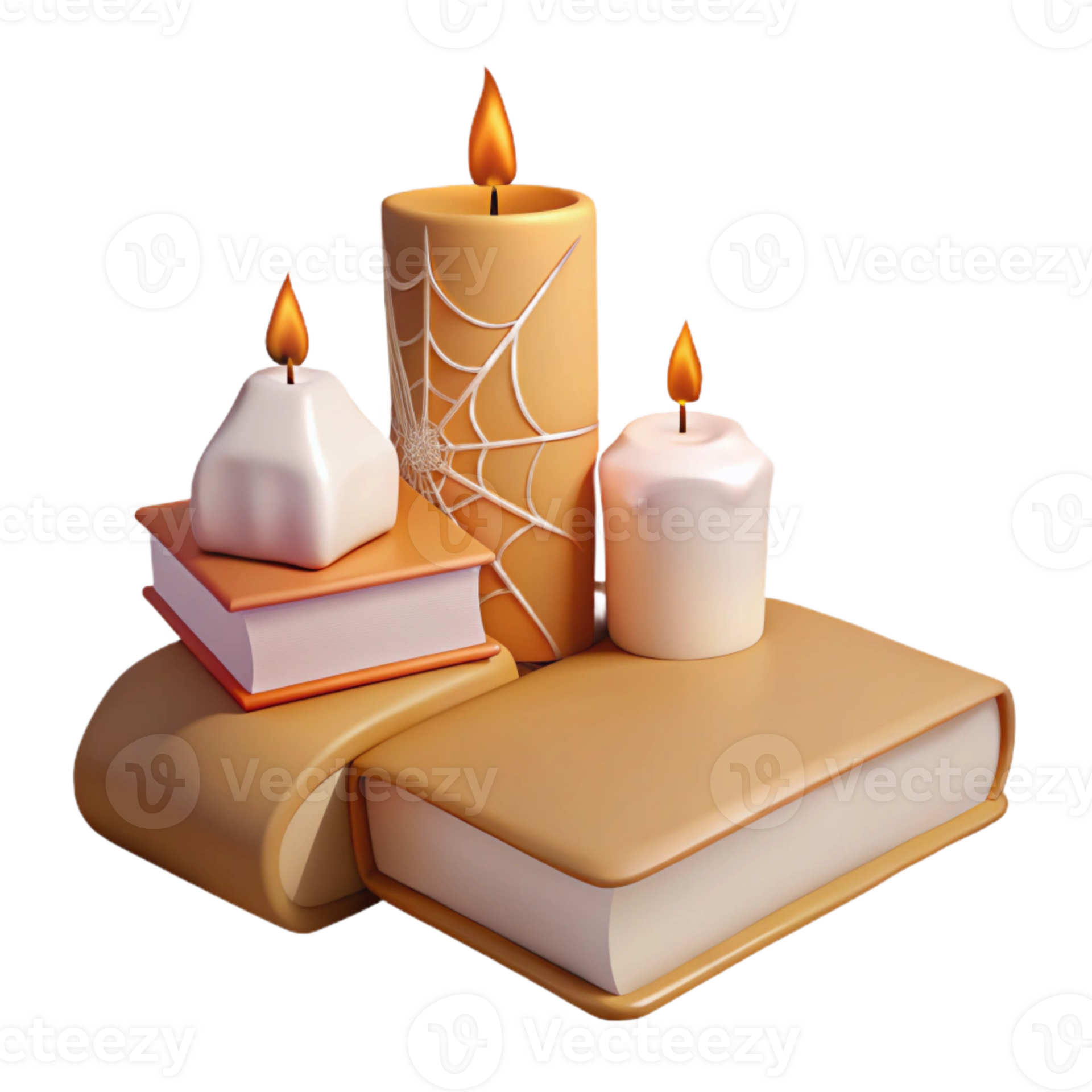 Candles Burning on Stack of Books 51221128 PNG