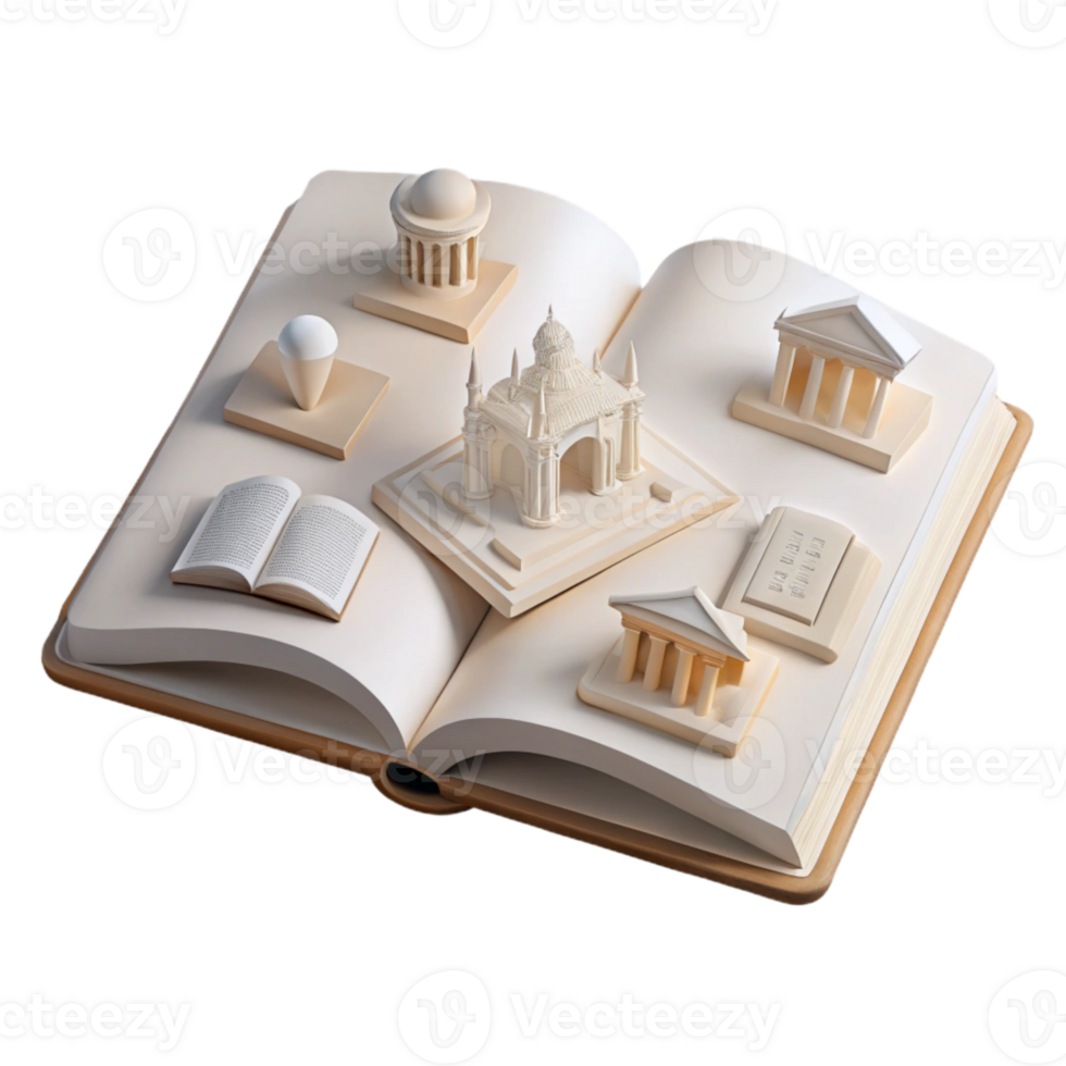 Architectural Wonders A 3D Book Illustration 51222607 PNG