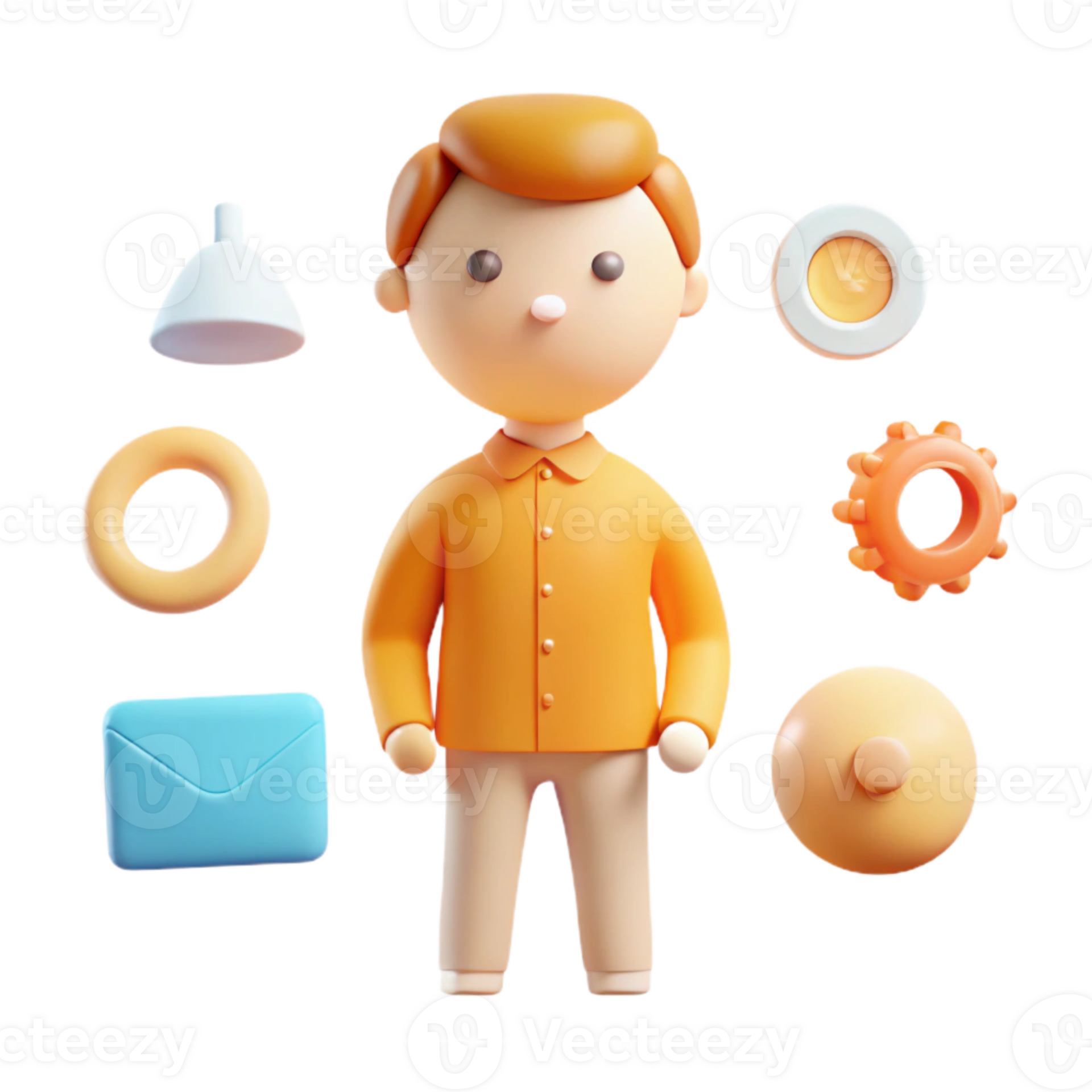 3D Cartoon Character with Surrounding Objects 51222731 PNG