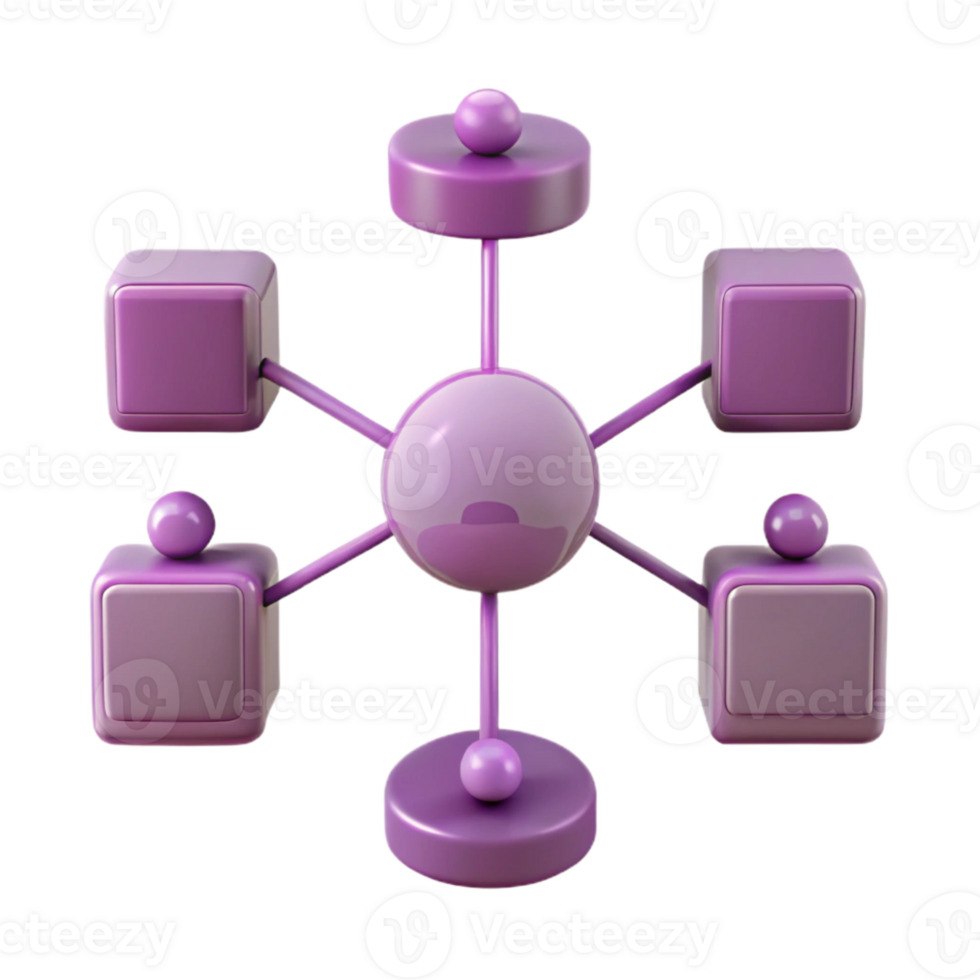 3d Network Hub With Multiple Connections 51222899 Png