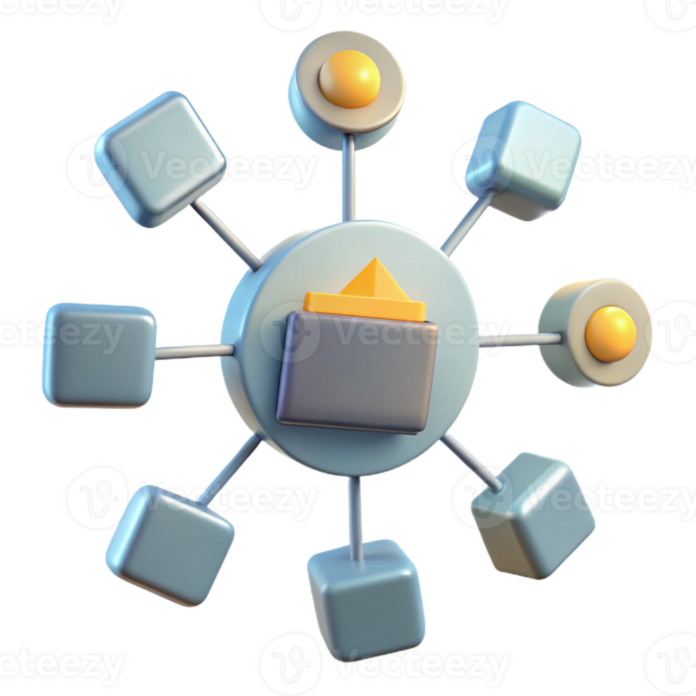 Interconnected System with Multiple Nodes and Central Hub 51222995 PNG Interconnected System with Multiple Nodes and Central Hub 51222995 PNG