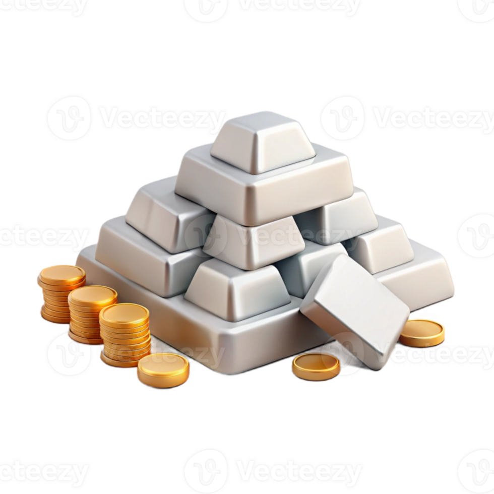 Silver Bars and Gold Coins A Visual Representation of Wealth 51223008 PNG
