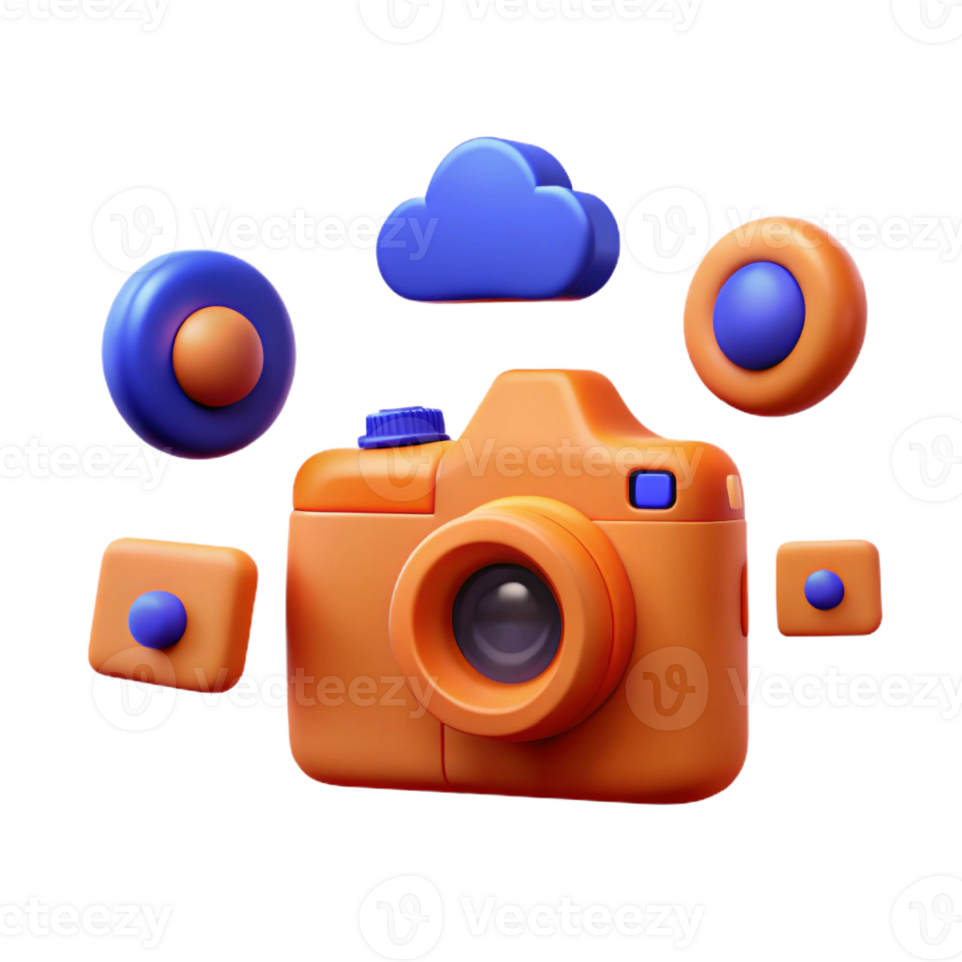 3D Cartoon Camera with Cloud Storage and Buttons 51223214 PNG