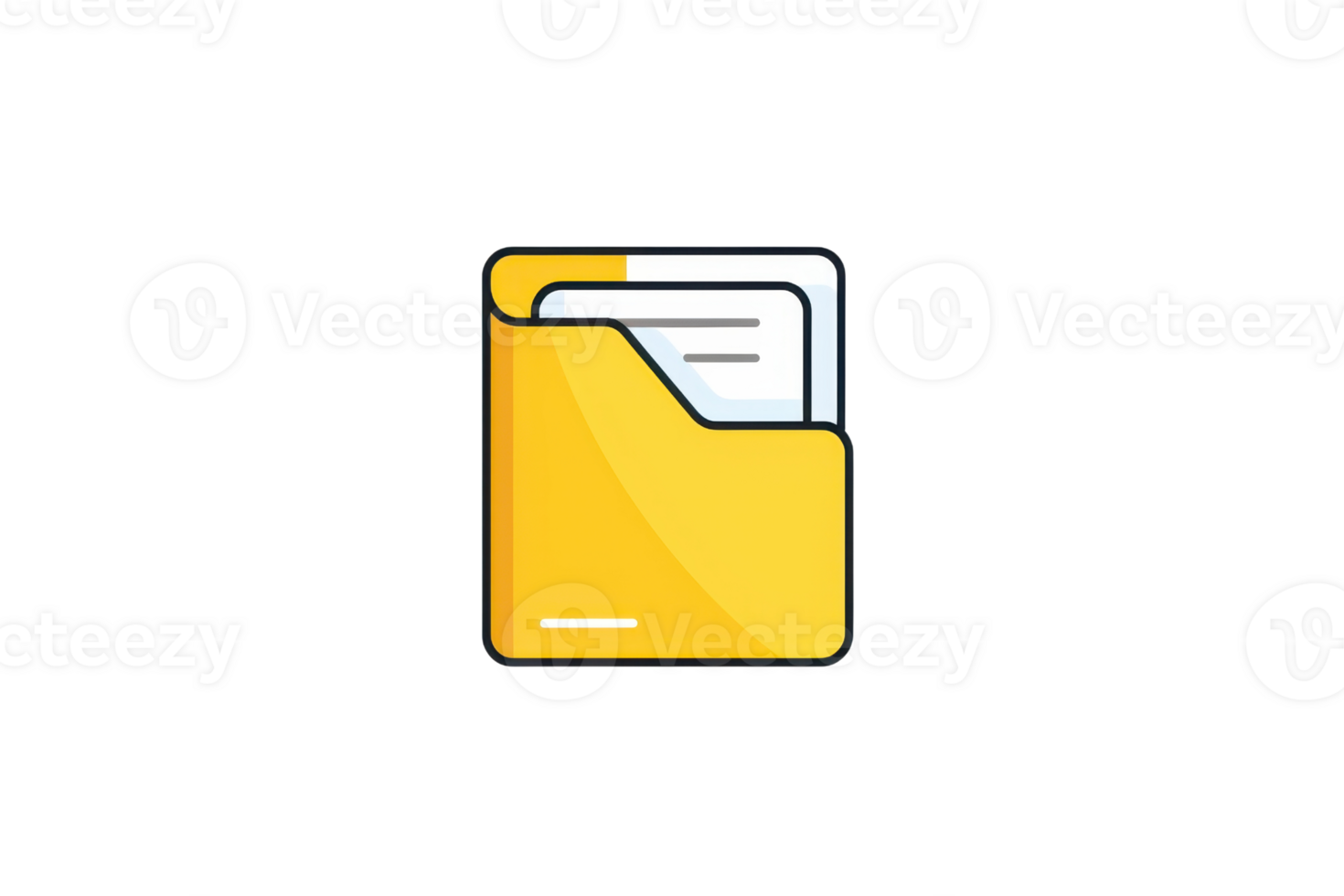 Bright yellow folder icon with a document inside, ideal for representing file management ...