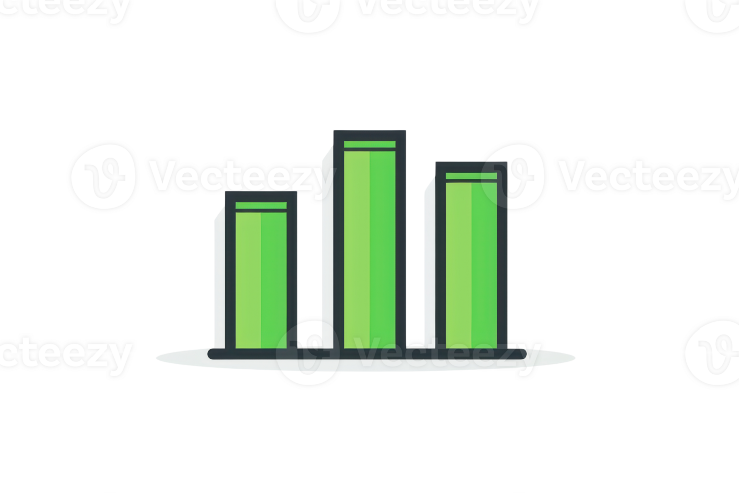 Minimalistic 3D bar graph with green rectangles representing data ... Minimalistic 3D bar graph with green rectangles representing data ...