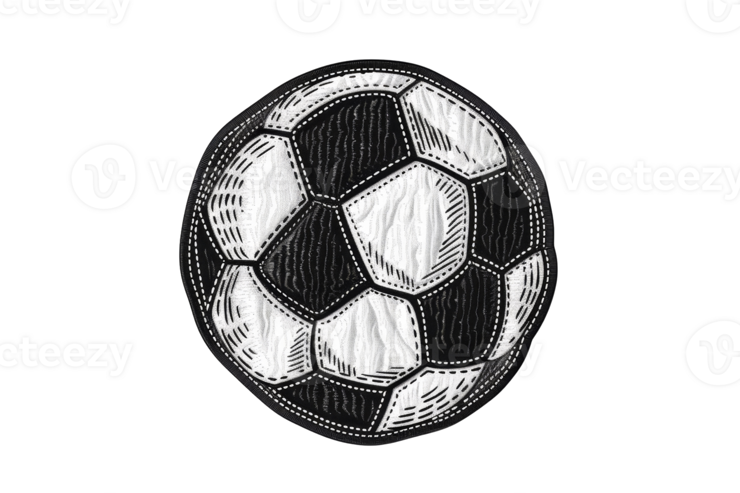 Black And White Soccer Ball Illustration With Detailed Stitching Perfect For Sports Related