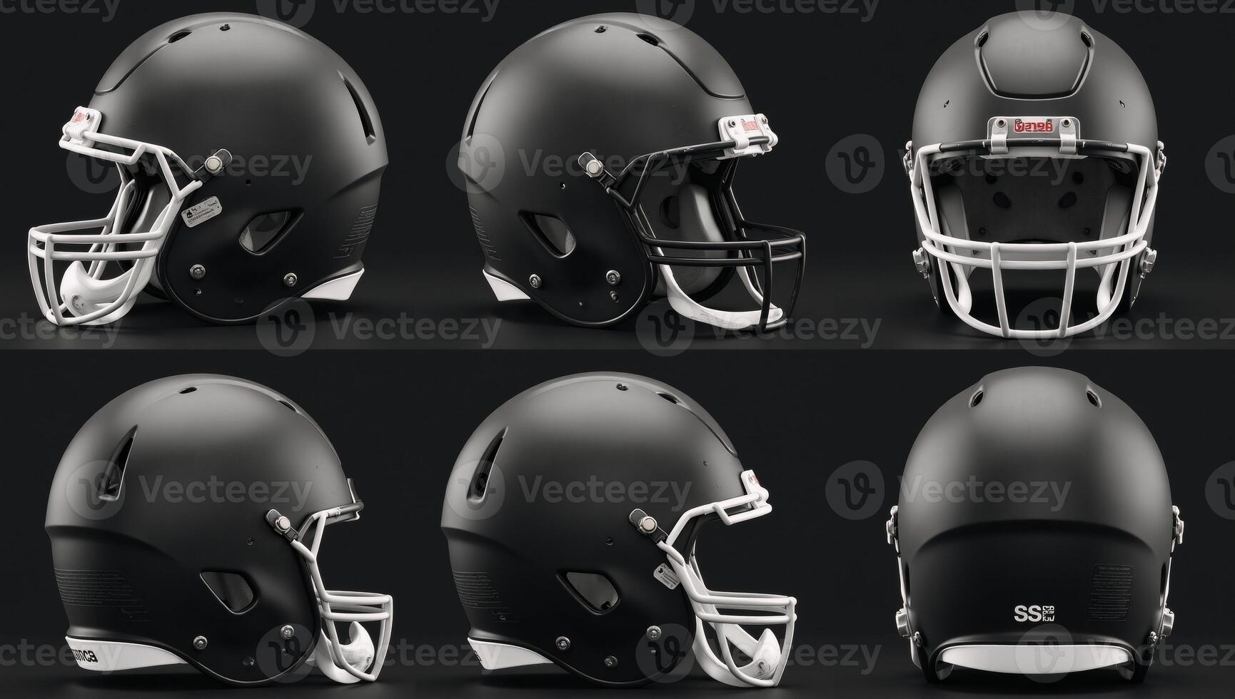 Black American Football Helmet MockUp with multiple viewing angles ...