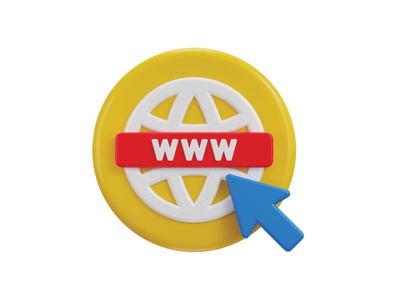 3d web browser icon with cursor icon 3d render illustration for click by world wide web browser ...