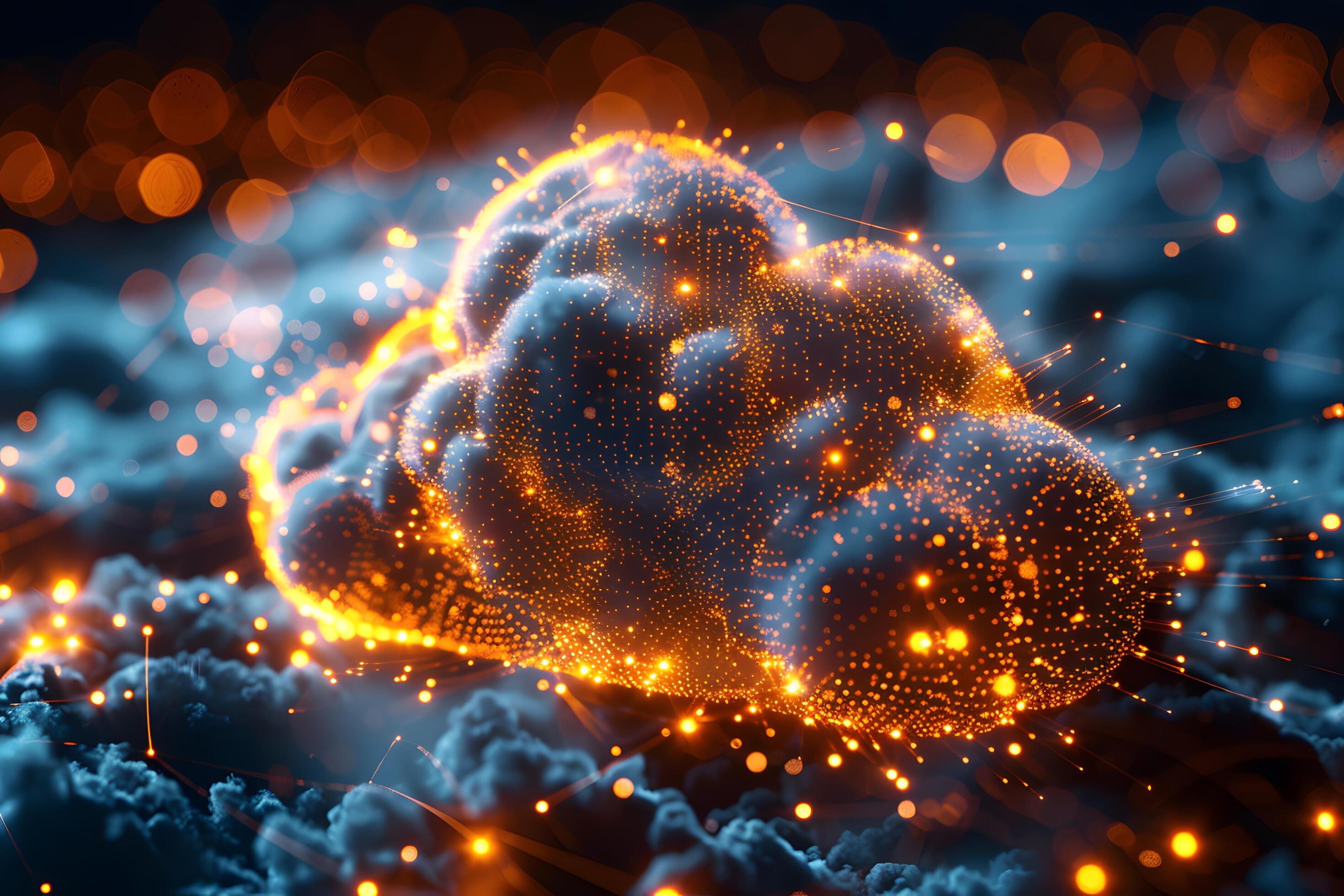 Futuristic Cloud Computing With Glowing Data Network Concept For