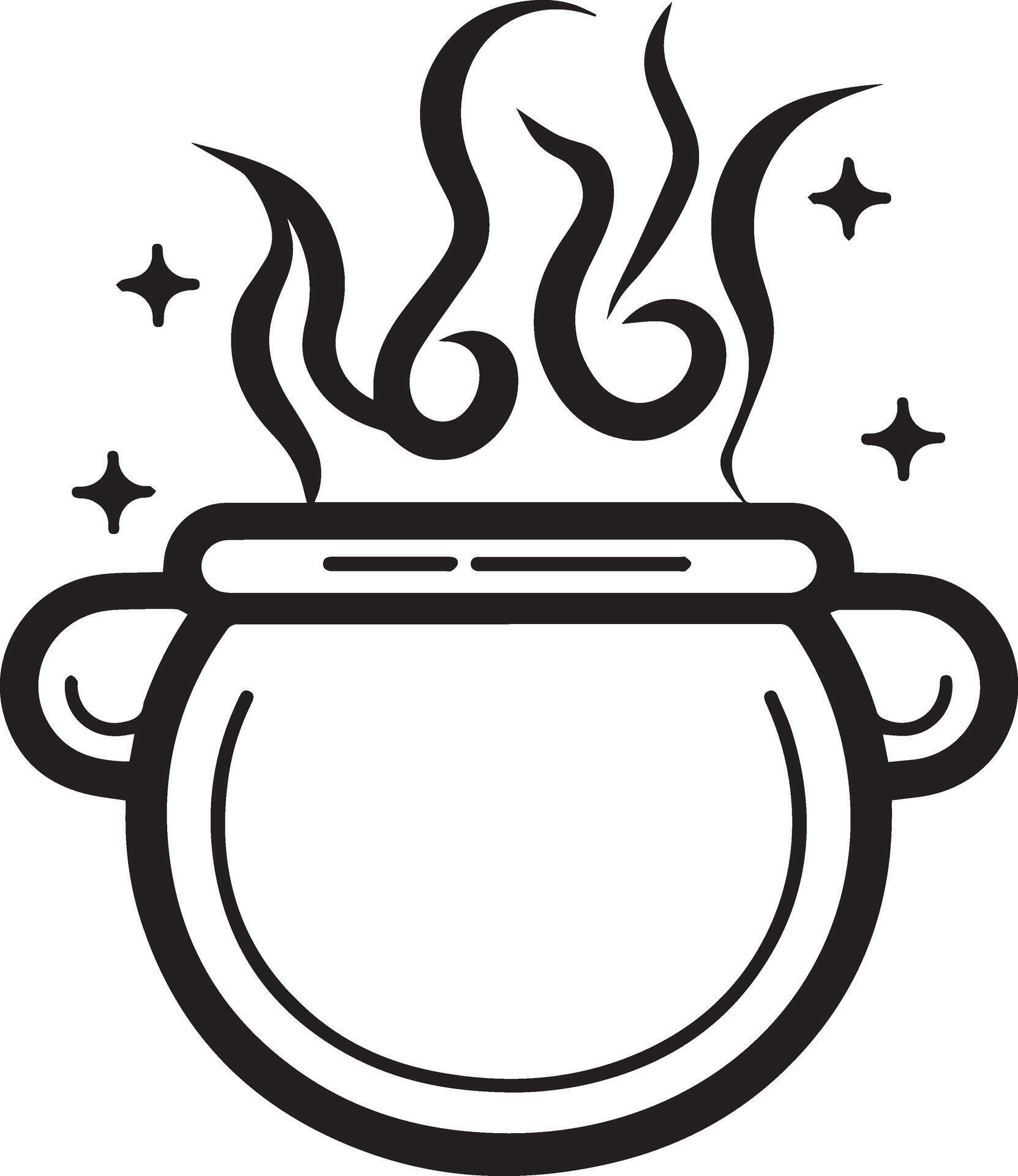Halloween Witch's Cauldron Outline Black Icon for Spooky Designs ...