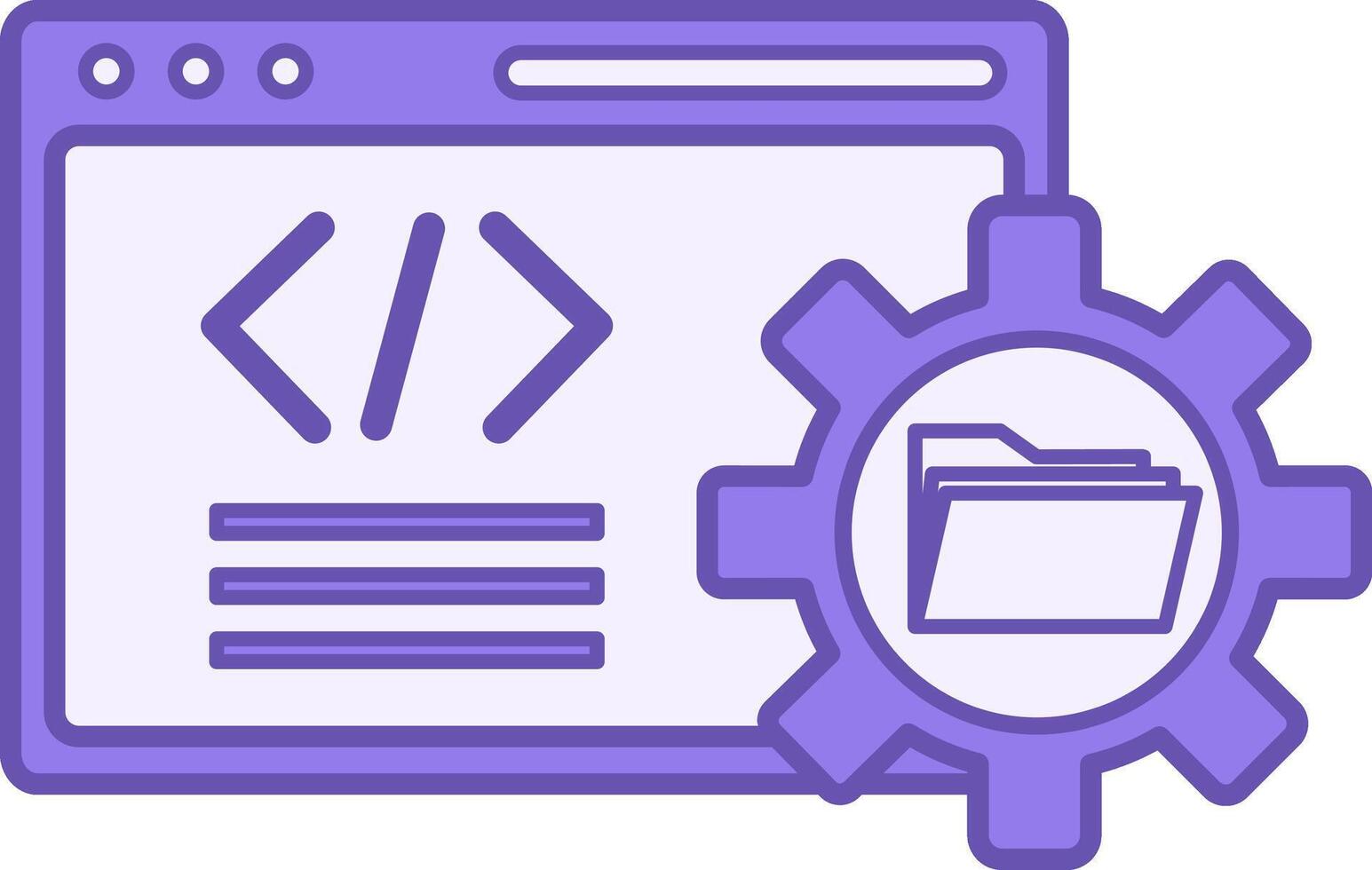 Colored Software Icon Icon Of Computer Folder With Files Gear And Website With Code
