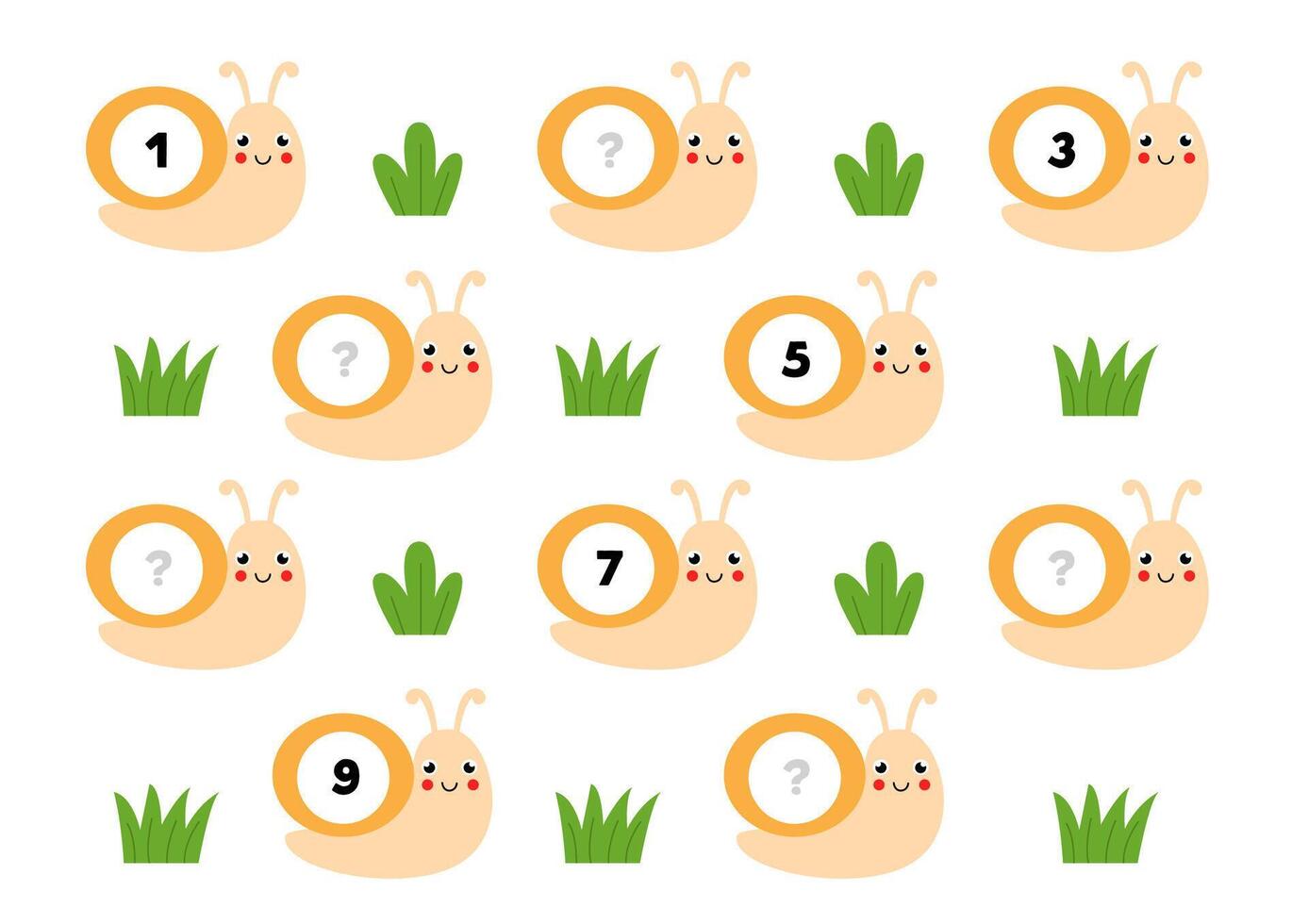 Count and write missing numbers. Counting game. Cute snails. 51286840 ...
