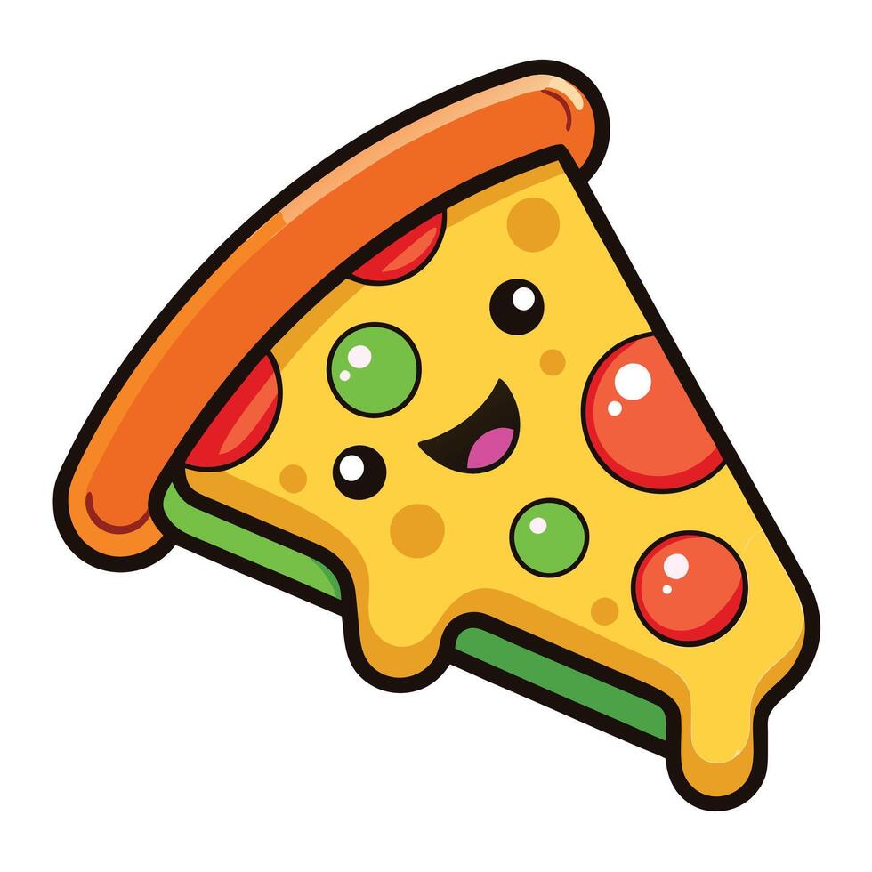 A slice of pizza with a smiley face on it 51287168 Vector Art at Vecteezy