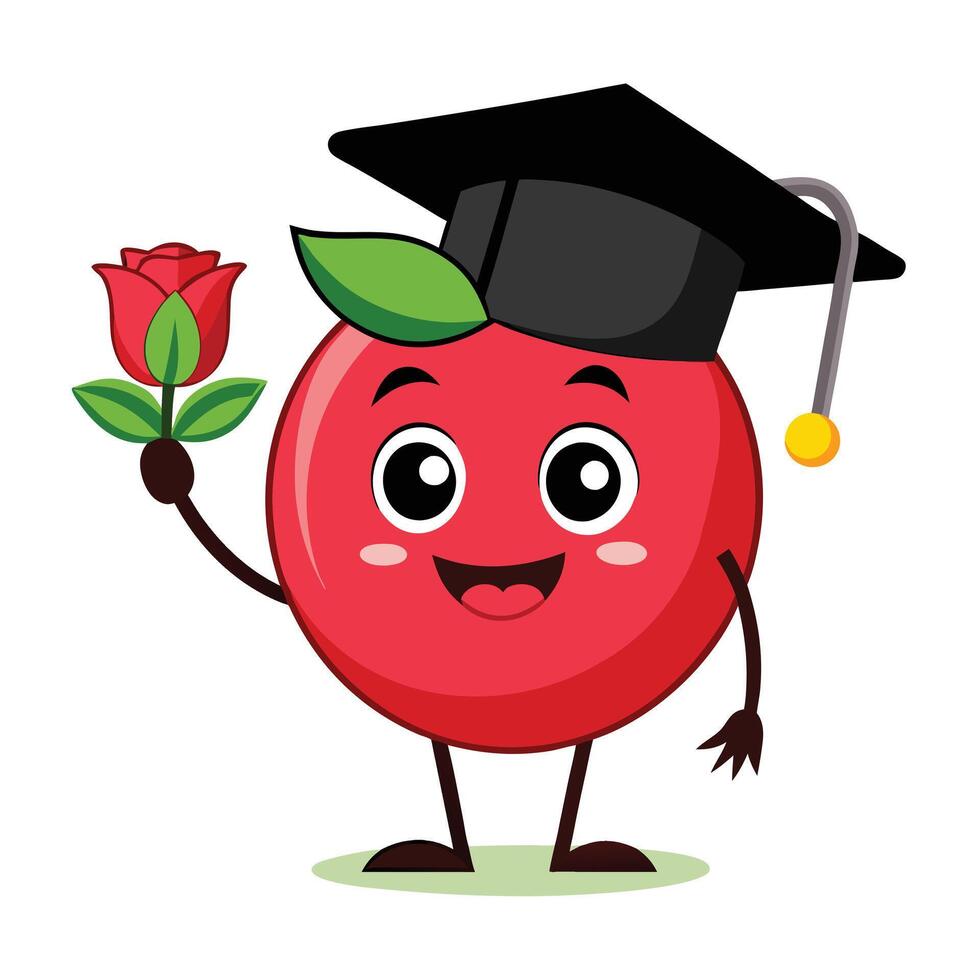 rojo manzana con graduación sombrero y graduación Rosa ilustración ...