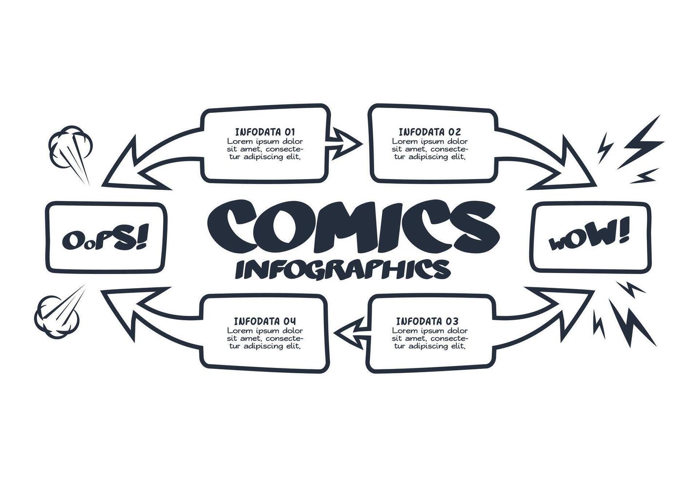 Comics infographic with 4 steps, options, parts or processes. Business ...