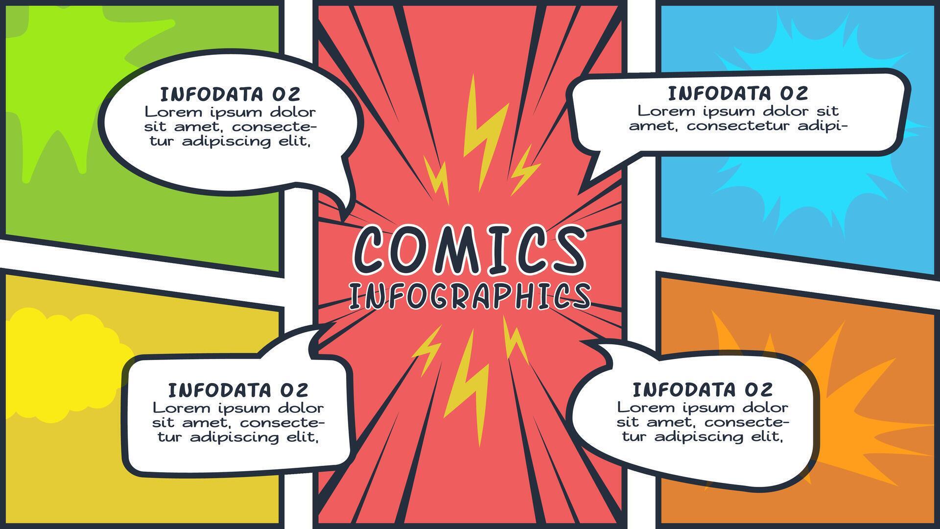 Comics infographic with 4 steps, options, parts or processes. Business ...