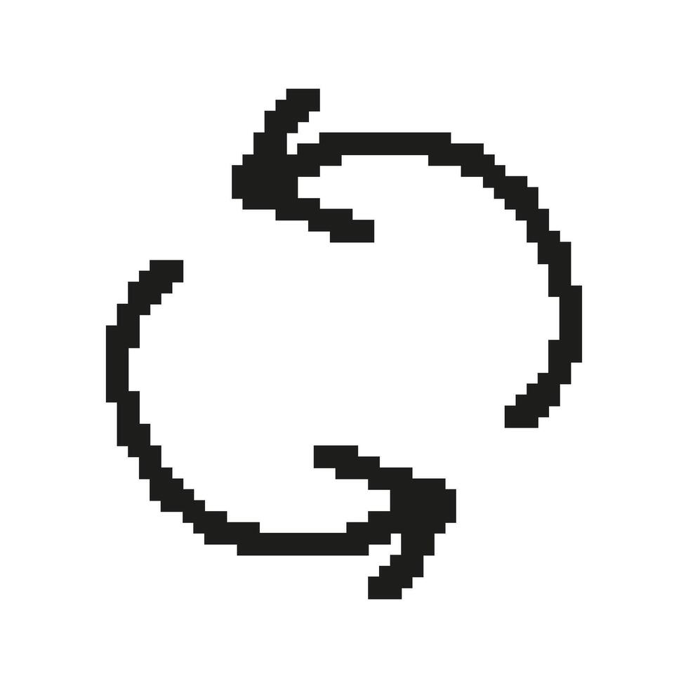 Circular Arrows Icon In Pixel Art. Pixelated Design of Arrows in a Loop for Continuous Action ...