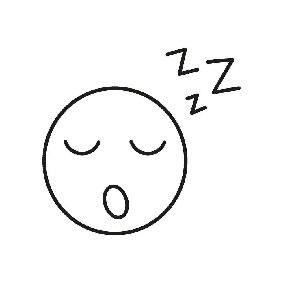 Sleeping Face with ZZZ Line Icon. Peaceful Rest and Sleepy Expression Outline Symbol. Face with ...
