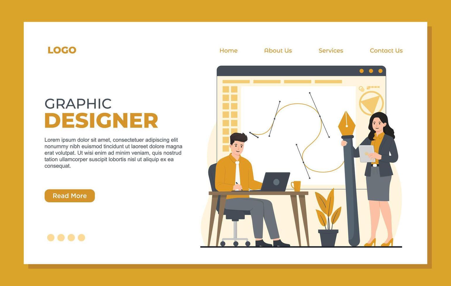 Graphic designer landing page template web site design template ...