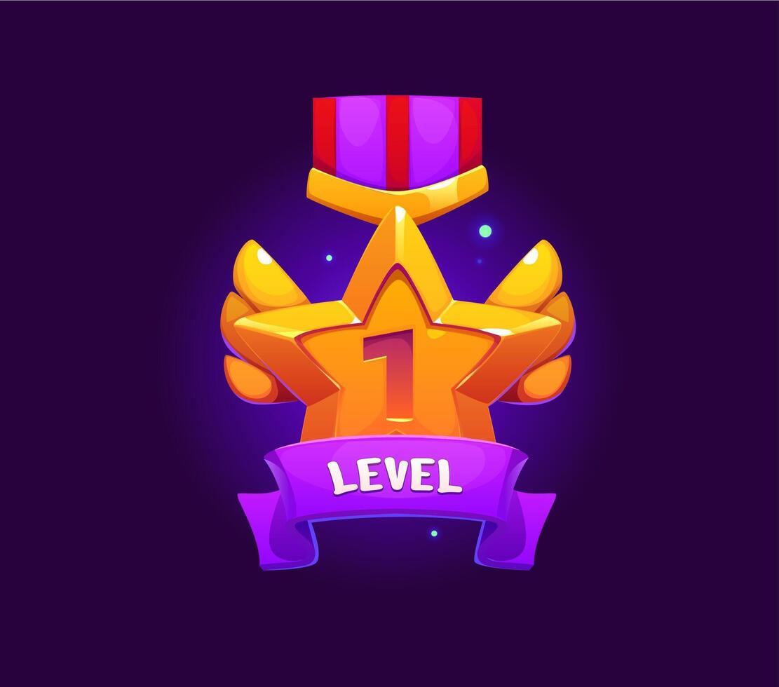 Game rank level up badge icon, victory golden star 51308865 Vector Art at Vecteezy