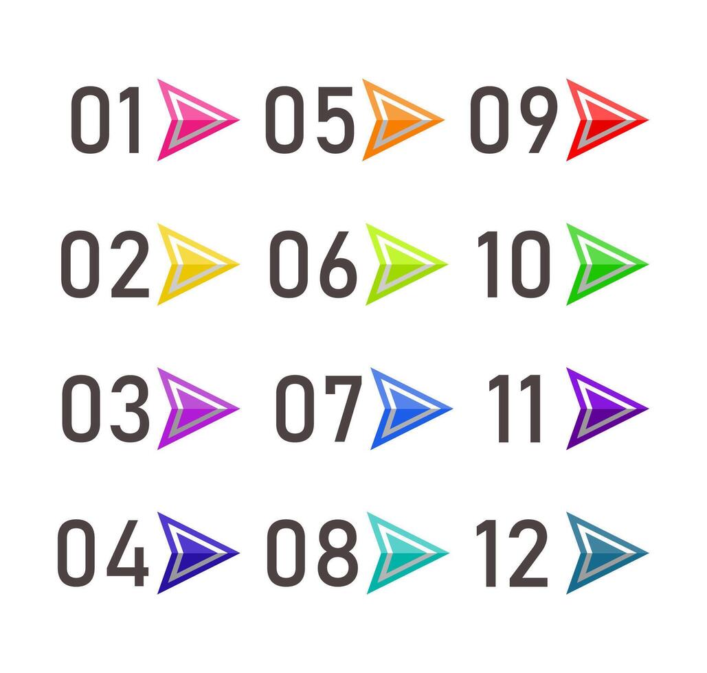 Colorful bullet points arrows, graphis design. 51309232 Vector Art at ...