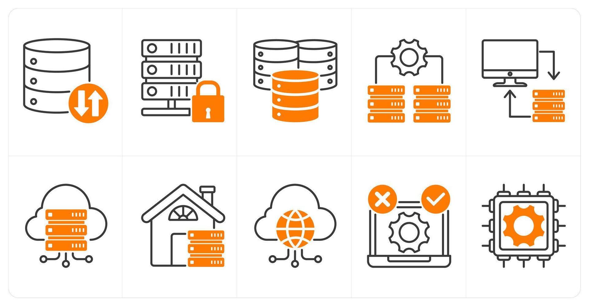 A set of 10 technology icons as big data, secure server, data center 51316202 Vector Art at Vecteezy