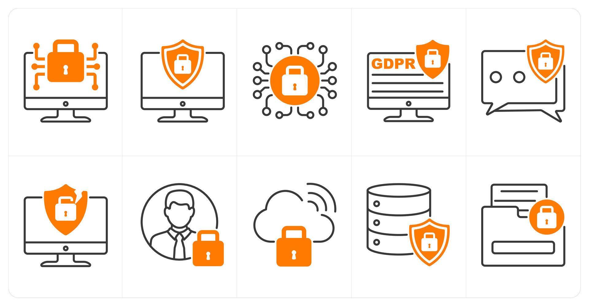 A Set Of 10 Gdpr Icons As Data Encryption Gdpr Shield Technical