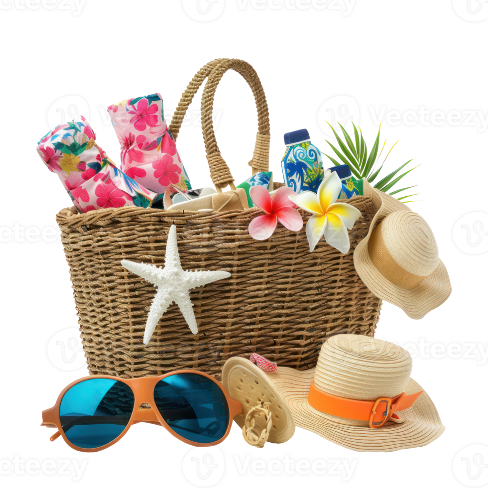 Beach Bag With Items Isolate On Transparency Background 51321540 Png